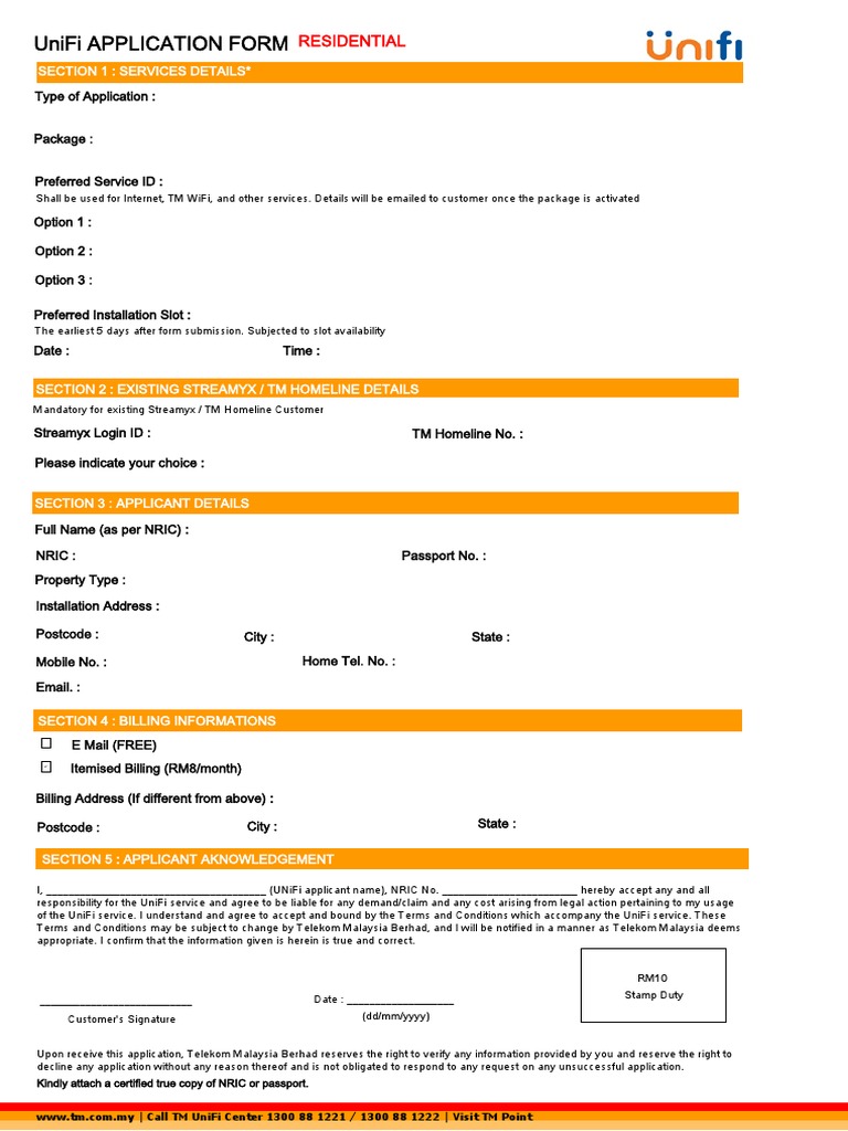 UniFi Residential Application Form | PDF | Law
