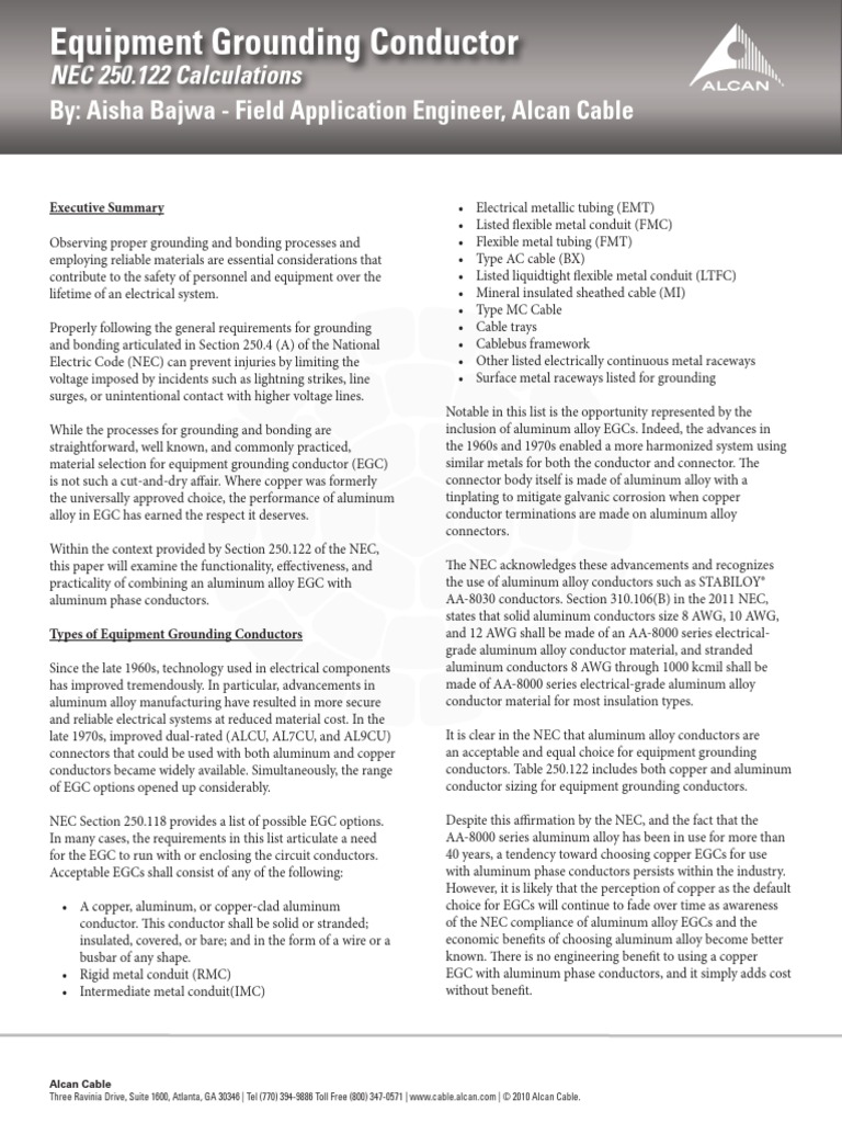 Equipment Grounding Conductor Sizing Guide | PDF | Electrical Conductor ...