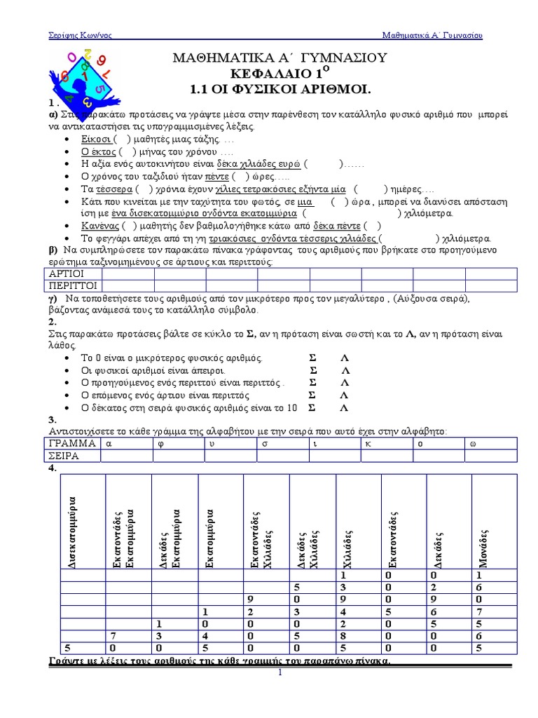 ασκησεις μαθηματικών | PDF