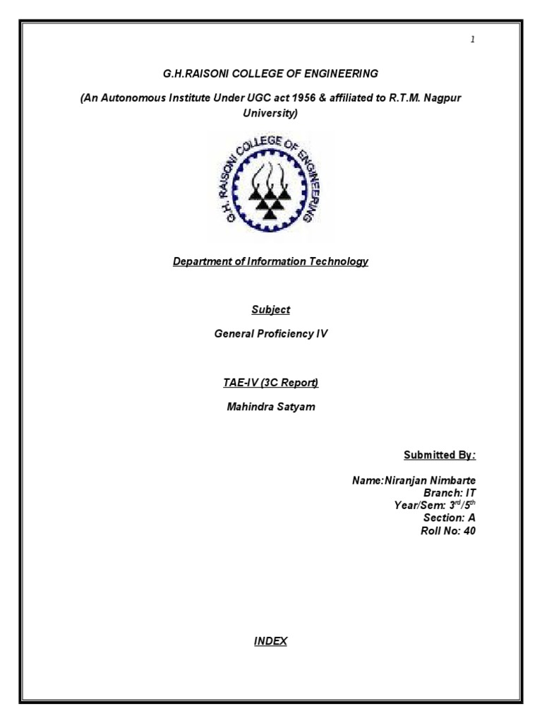 3c Report On Mahindra Satyam | PDF | Companies | Business