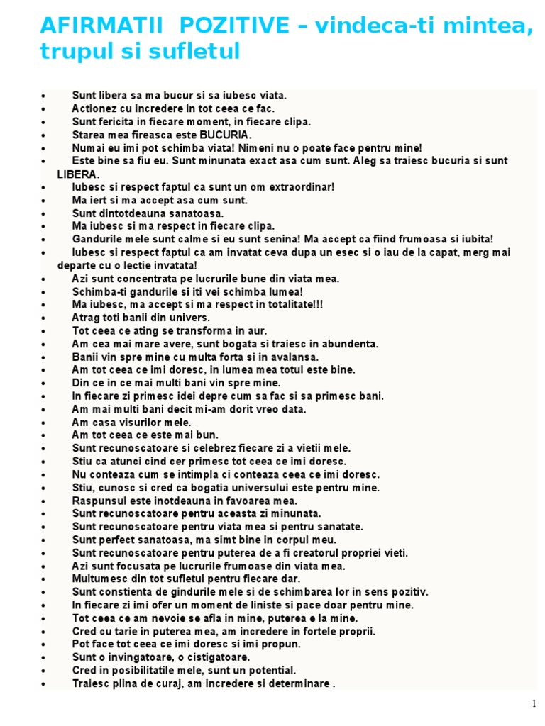 afirmatii pozitive