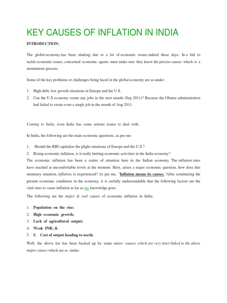 Key Causes of Inflation in India | PDF | Inflation | Value (Economics)