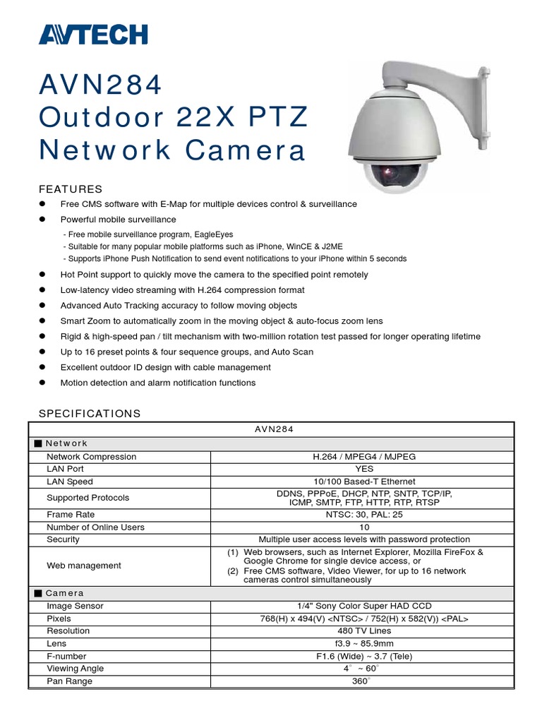 AVN284 CCTV Camera Manual | PDF | Camera | Computer Network