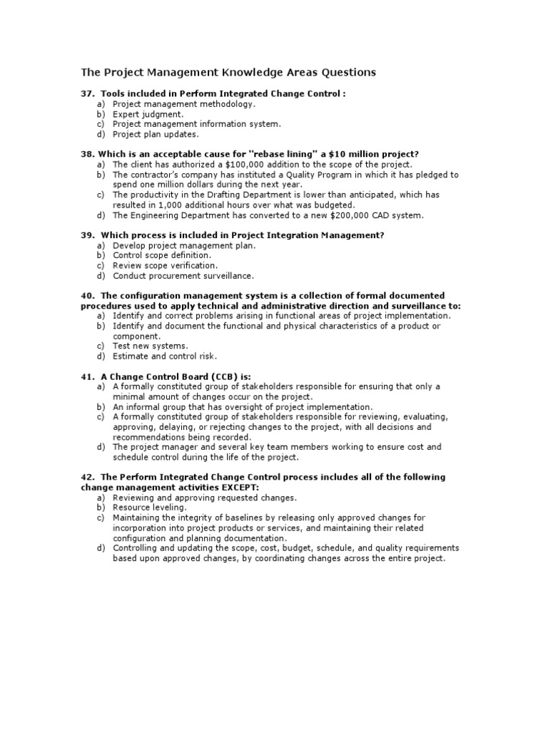 Chapter 2 Integration - Questions | PDF | Project Management ...