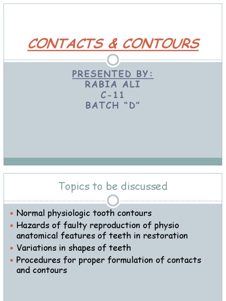 Contact Point Contours | PDF | Tooth | Mouth