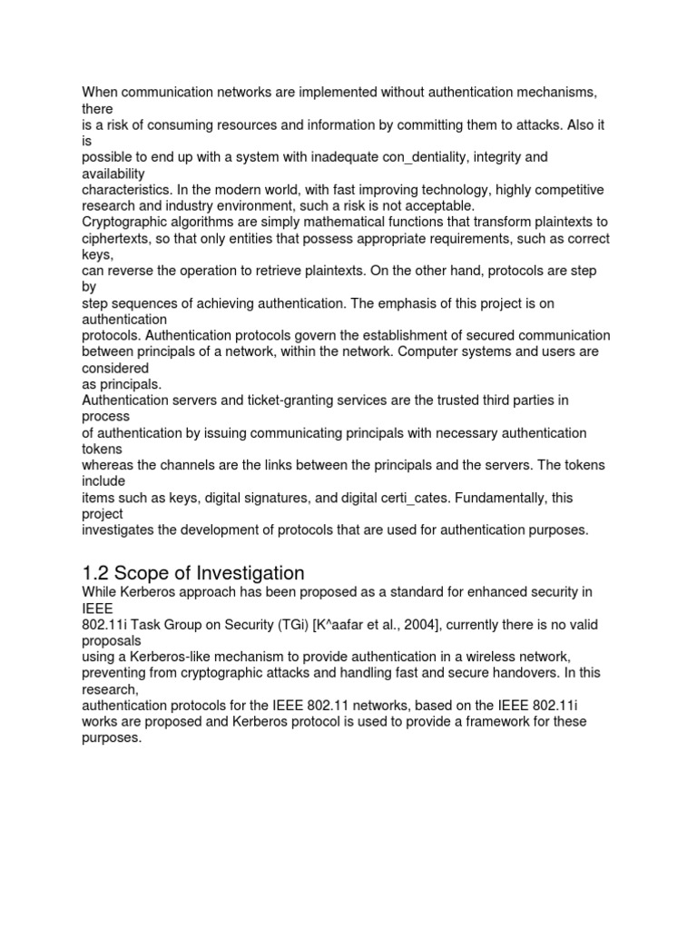 1.2 Scope of Investigation | PDF | Cryptography | Authentication