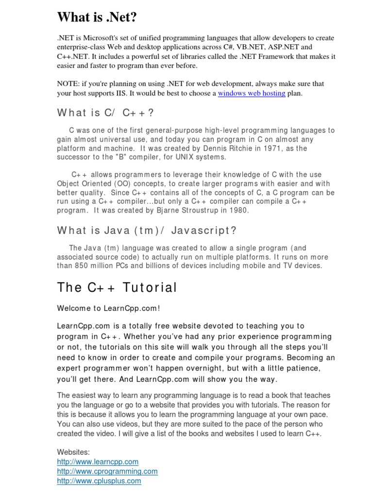 Learning On Internet C++, Java | PDF | C++ | C (Programming Language)