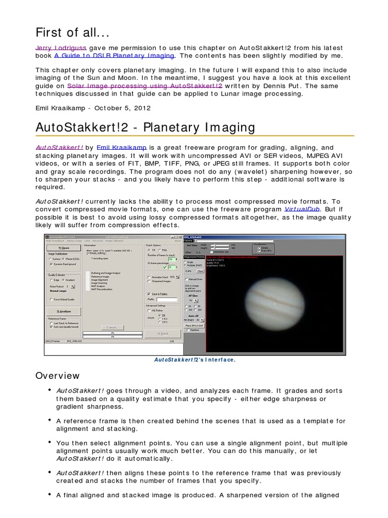 Autostakkert 2 Pdf Planets Jupiter