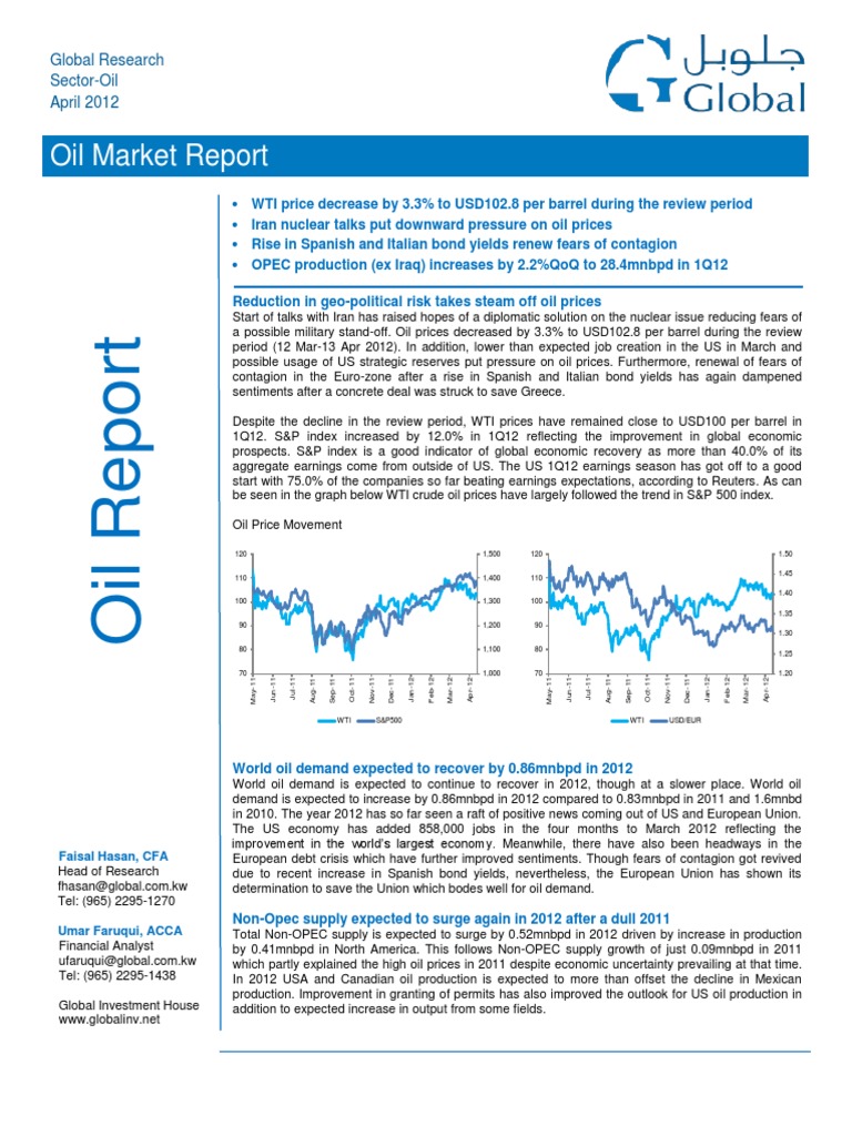 Oil Market Report: Global Research Sector-Oil April 2012 | PDF | Opec ...