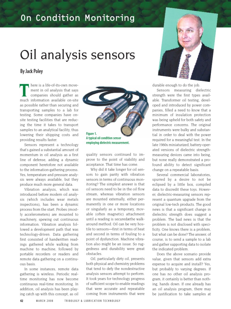 Oil Analysis Sensors: On Condition Monitoring | PDF | Sensor | Applied ...