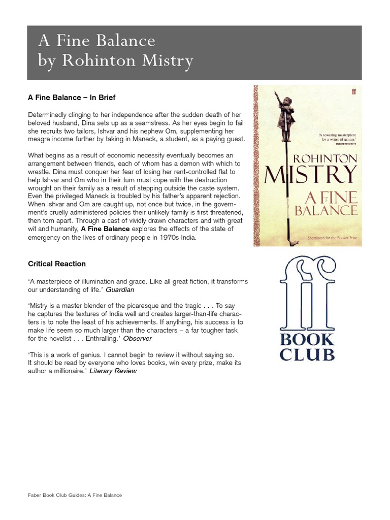 A Fine Balance: Themes and Characters | PDF