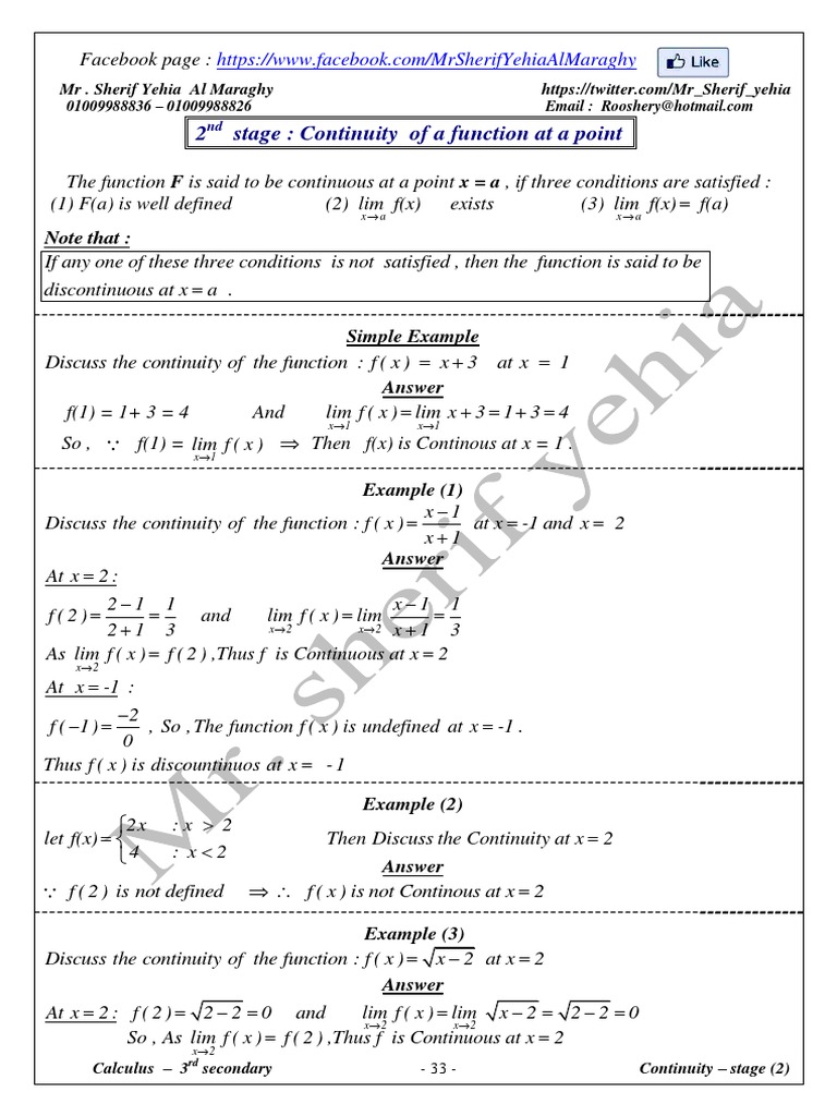 Continuity Stage | PDF | Continuous Function | Calculus