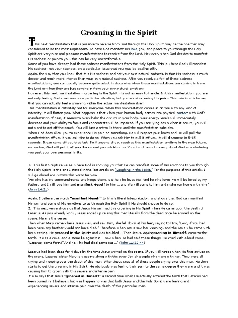 Groaning in The Spirit | PDF | Love | Lazarus Of Bethany