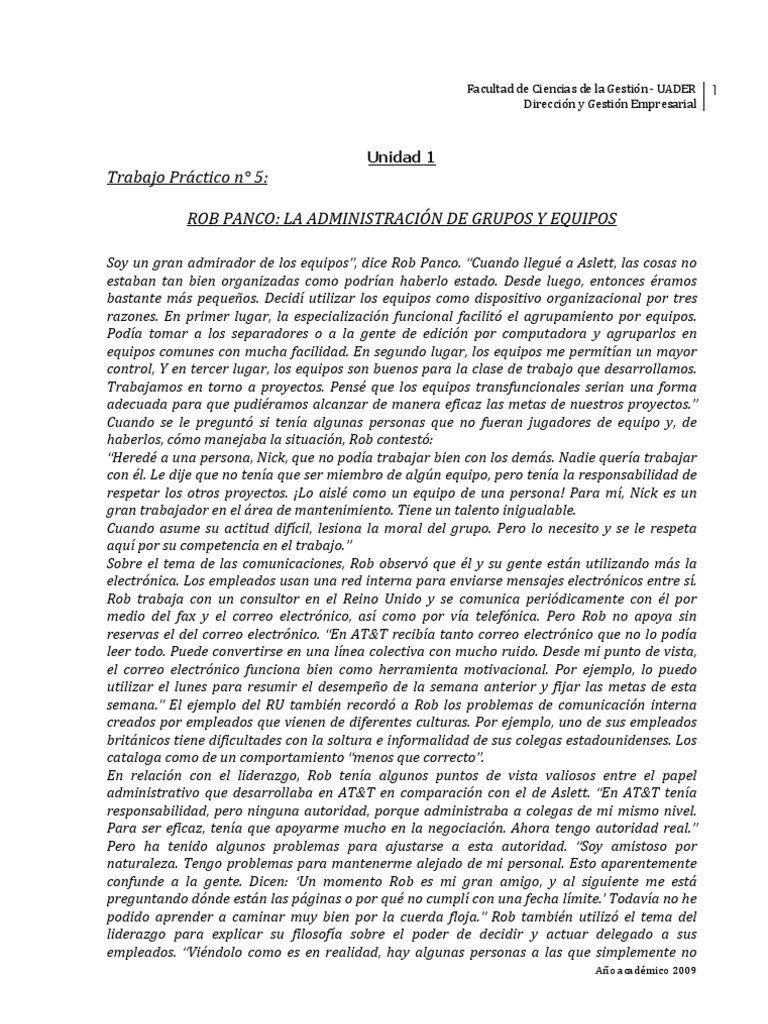Trabajo Práctico Rob Panco 2009 | Descargar gratis PDF | Toma de decisiones