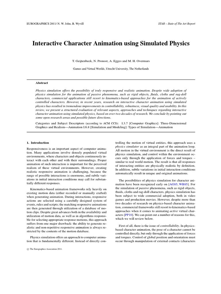 Interactive Character Animation Using Simulated Physics | PDF ...