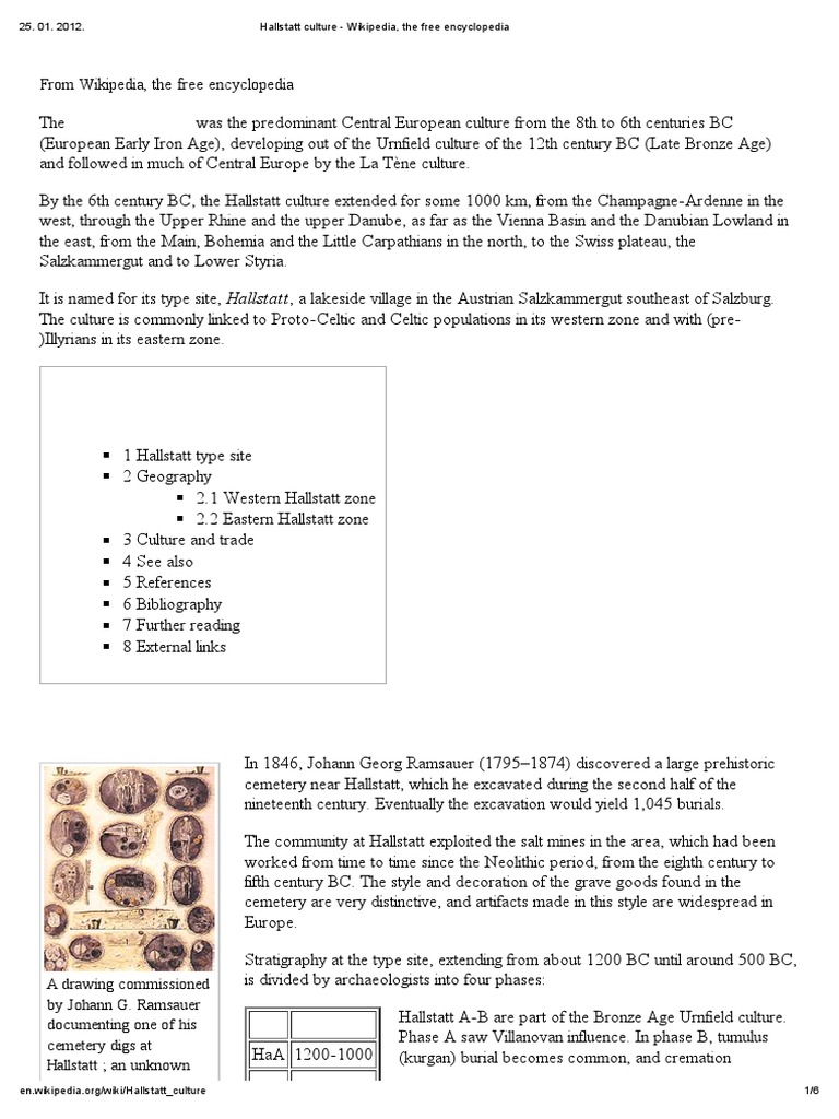 Hallstatt Culture - Wikipedia, The Free Encyclopedia | PDF | Archaeology | 2nd Millennium Bc