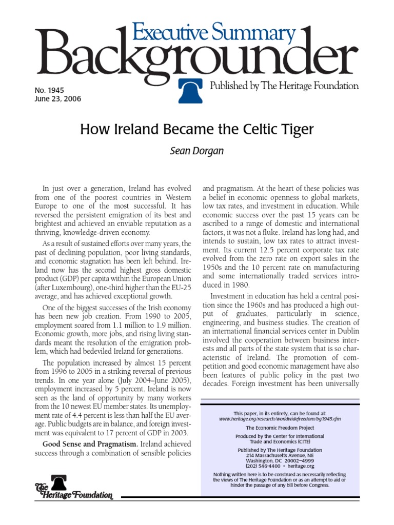 How Ireland Became The Celtic Tiger: Sean Dorgan | PDF | Republic Of ...