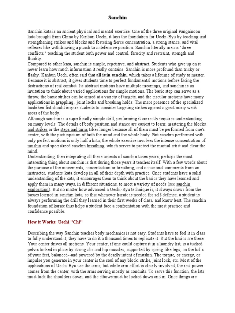 Sanchin: How It Works: Uechi "Chi" | PDF | Breathing | Nature