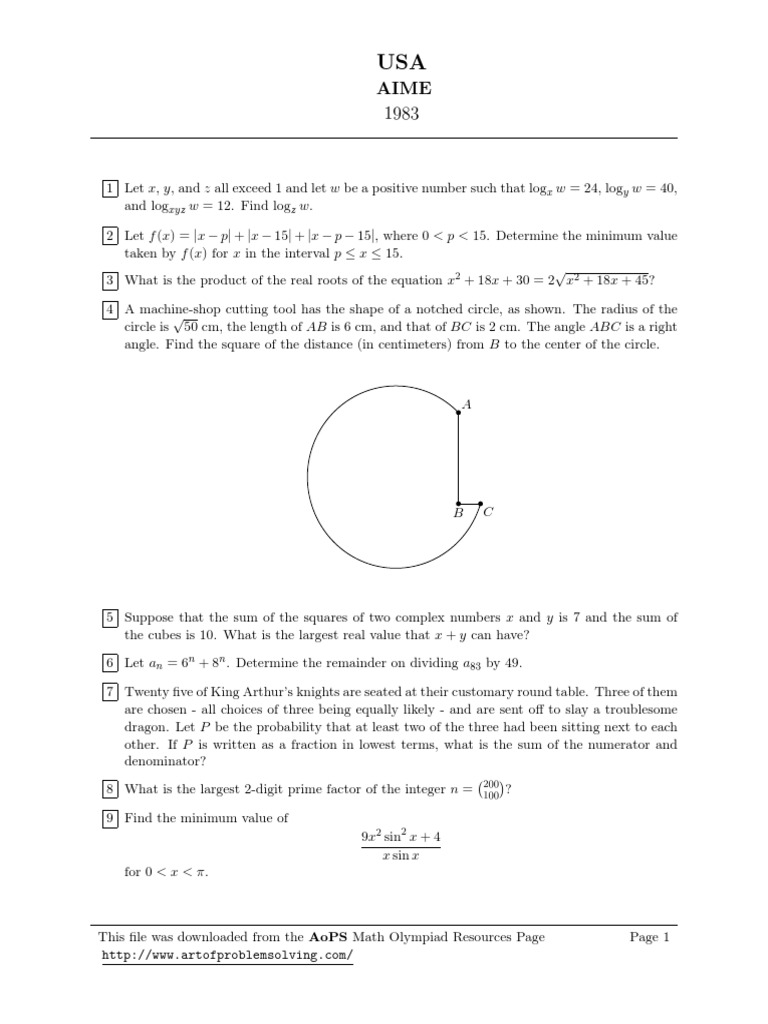 Usa Aime 1983 45 | PDF | Circle | Fraction (Mathematics)