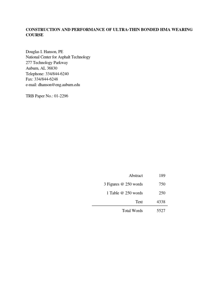 Construction and Performance of Ultra-Thin Bonded Hma Wearing Course ...