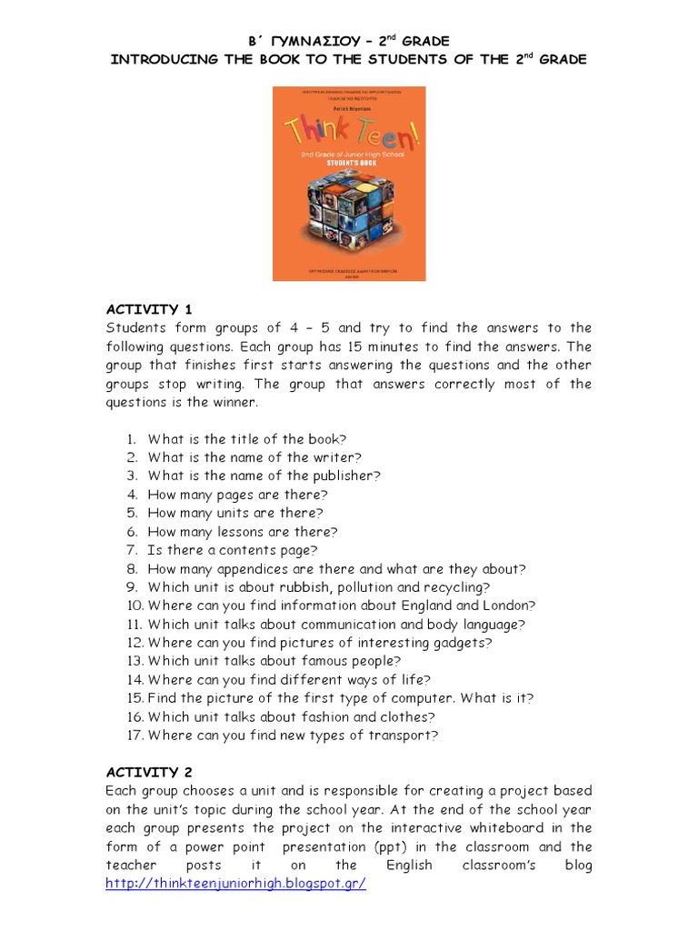 Introducing 2nd Grade Book Activities | PDF | Foreign Language Studies
