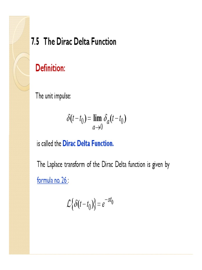 Dirac Delta Function & Laplace Transform | PDF