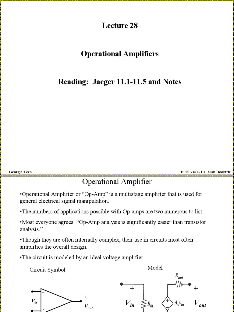 Lecture28 Operational Amplifier | PDF | Operational Amplifier | Amplifier