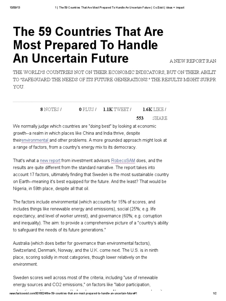 Top 59 Countries for Future Preparedness | PDF | Governance | Economic ...