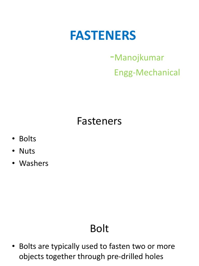 Fasteners (Bolts and Nuts) | PDF | Nut (Hardware) | Screw