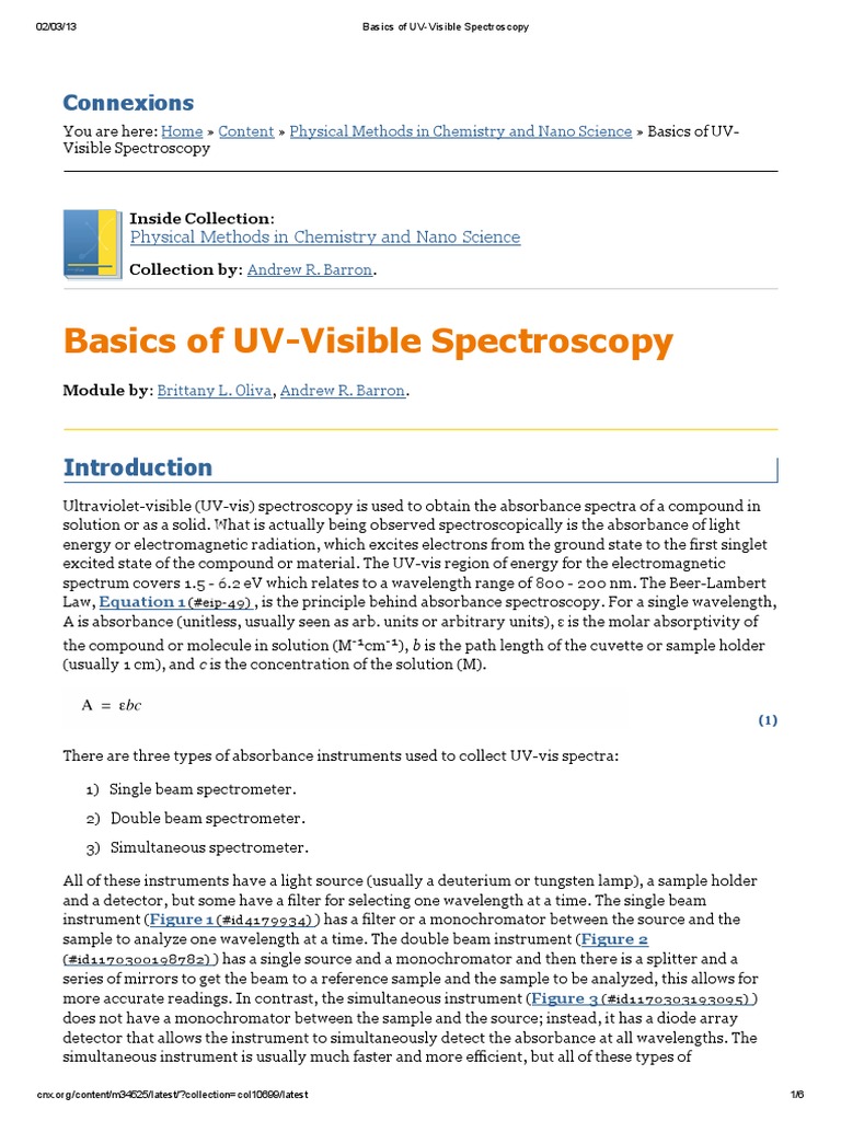 UV-Visible Spectroscopy Basics Guide | PDF | Ultraviolet–Visible ...