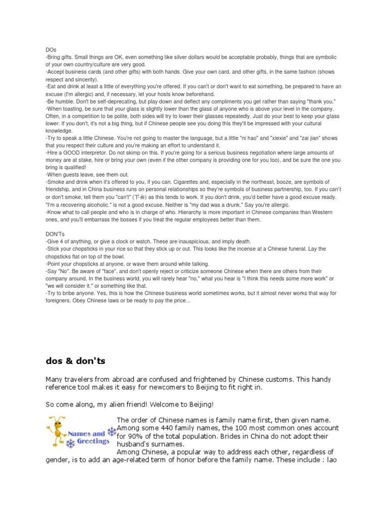 A Guide to Chinese Etiquette: Dos, Don'ts, and Cultural Norms for ...