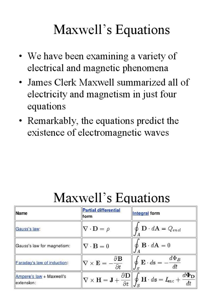 Maxwell's Equations | PDF | Maxwell's Equations | Magnetic Field