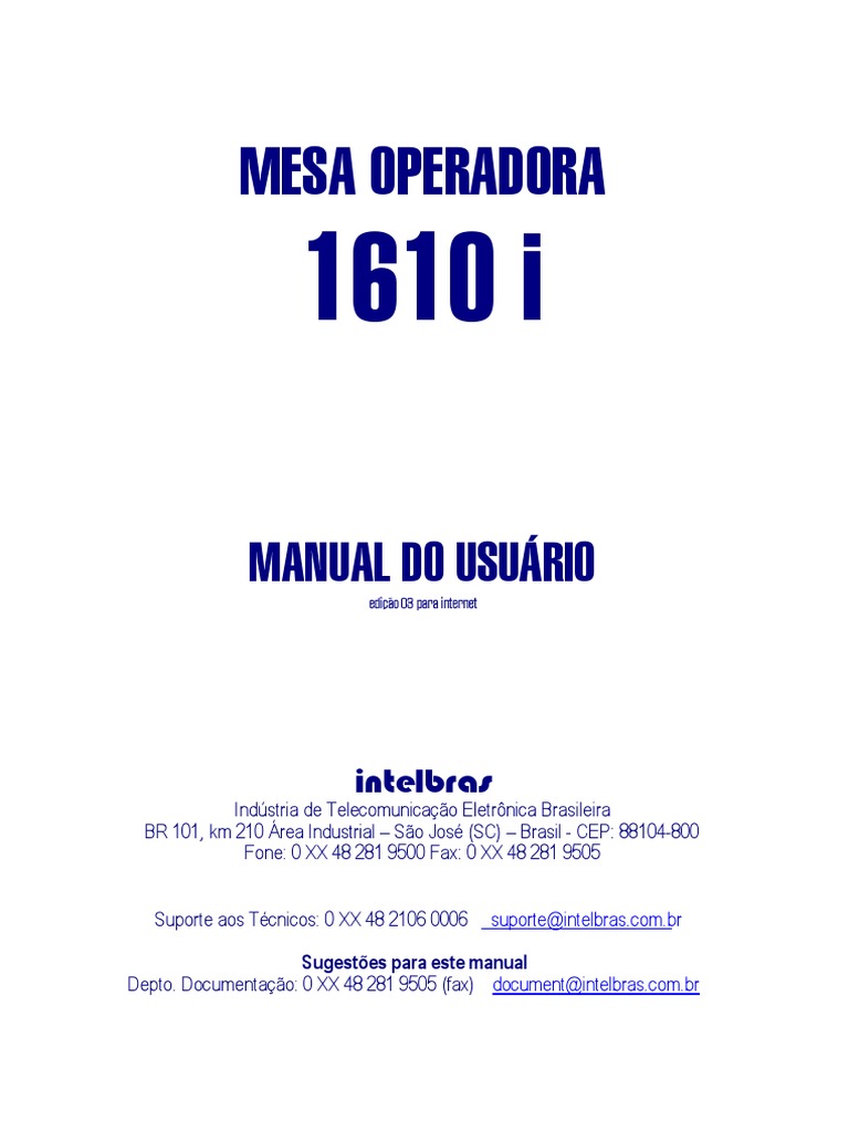 Mesa Operadora OP 1610i | PDF | Interface de usuário | Informação
