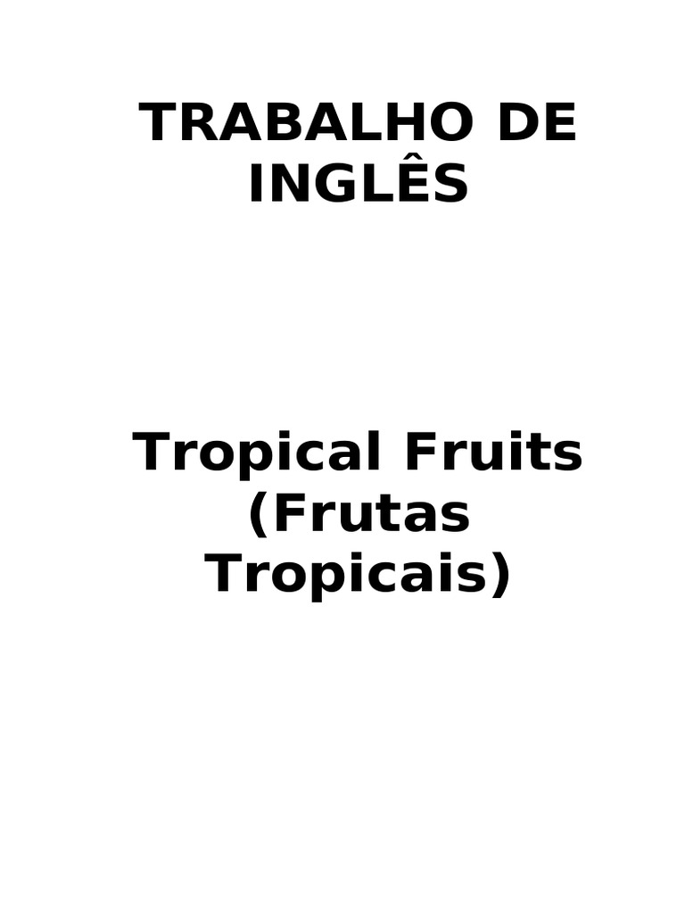TRABALHO DE INGLÊS Frutas | PDF