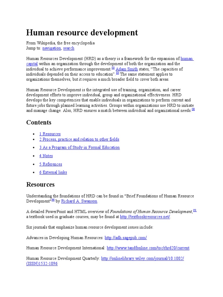 Human Resource Development | PDF | College | Master Of Science