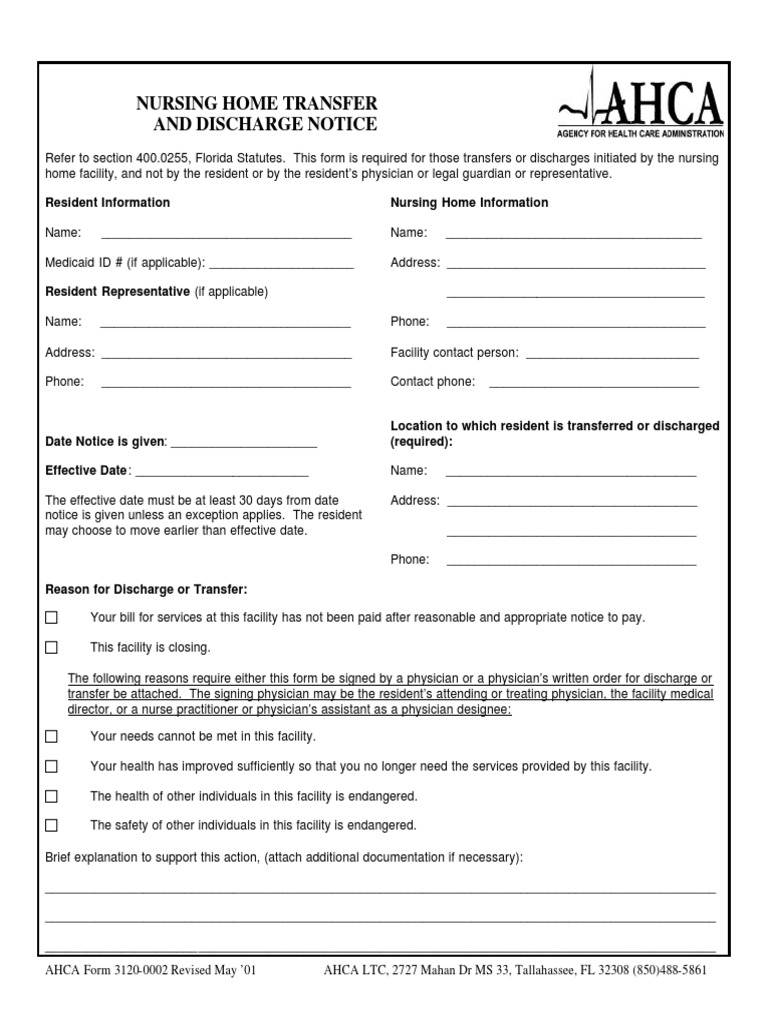 Transfer Discharge Notice | PDF | Nursing Home Care | Physician