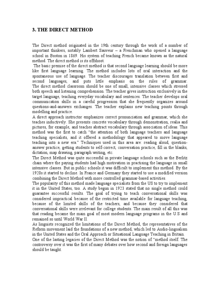 The Direct Method | PDF | Language Education | Language Acquisition