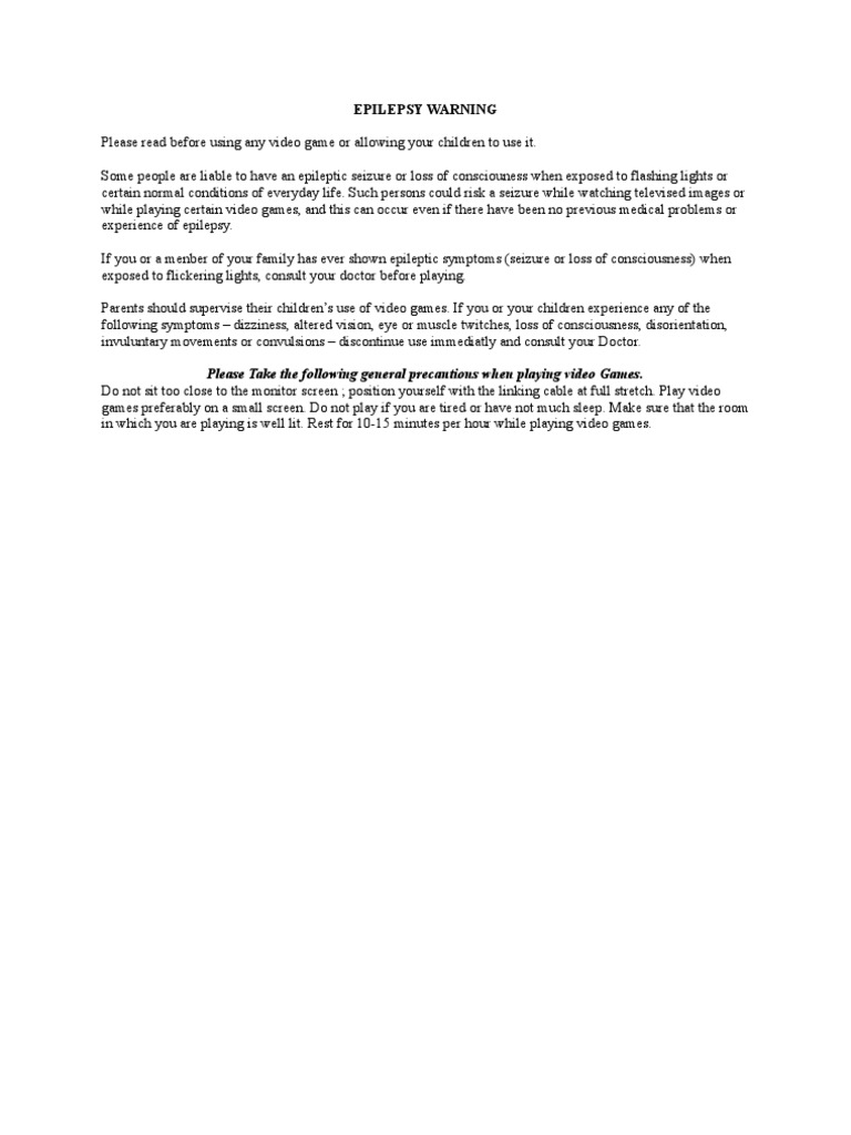 Epilepsy Warning Uk | PDF