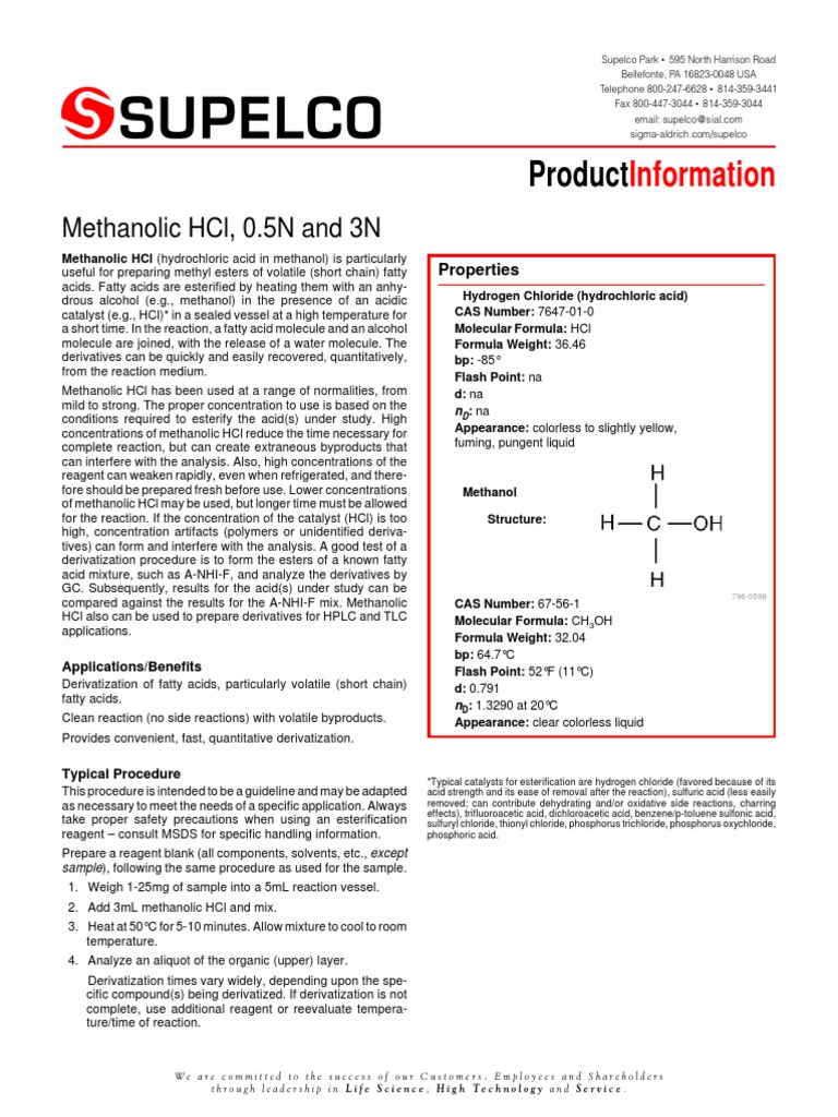 methanolic_hcl | Ester | Alcohol