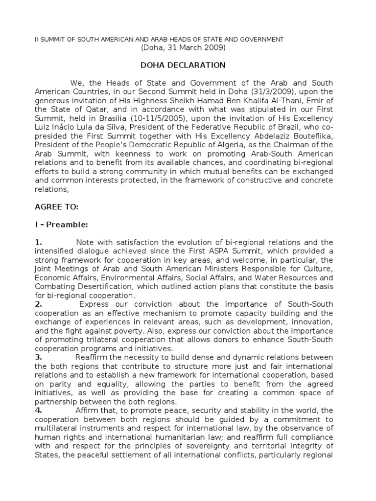 Doha Declaration | PDF | Palestinian National Authority | Intellectual ...