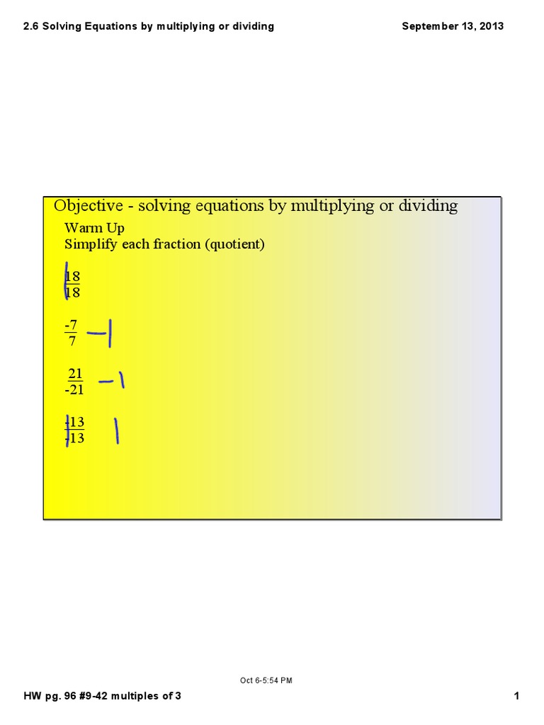 Solving Equations: Multiply & Divide | PDF