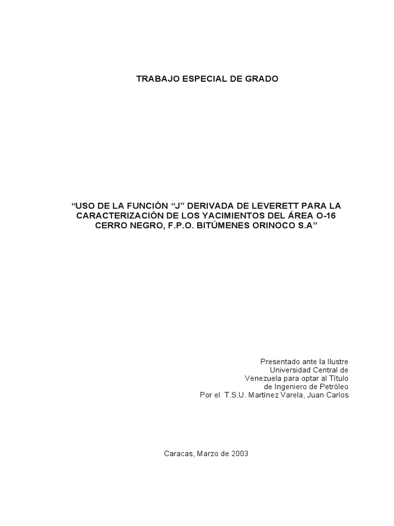 Tesis - Funcion J Leverett - MartinezJC | PDF | Gases | Petróleo