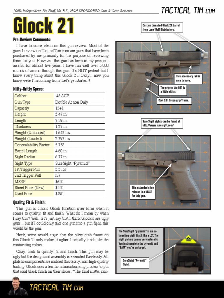 Glock 21 with full specs | Firearms | Projectile Weapons