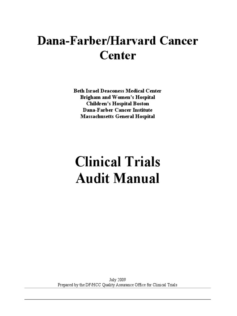 DF/HCC Clinical Trials Audit Manual | PDF | Institutional Review Board ...