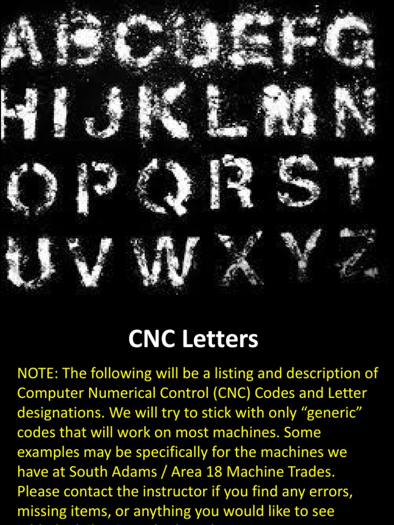 CNC Alphabet | PDF | Cartesian Coordinate System | Numerical Control
