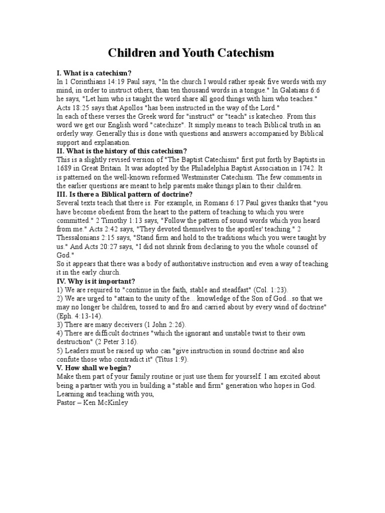 A Catechism For Young Children | PDF | Baptism | Lord's Prayer