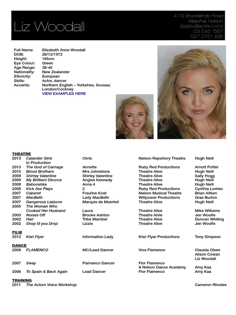 Liz Woodall: Theatre and Dance Resume | PDF | Classics