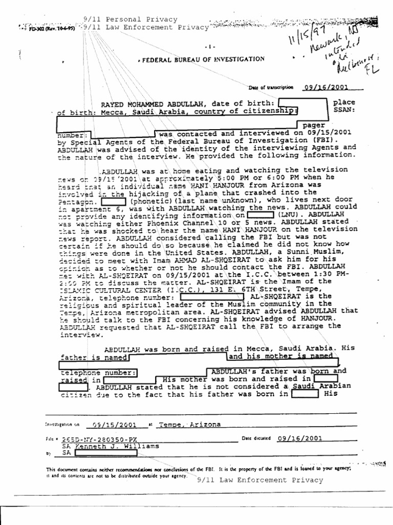 Abdullah's FBI Interview on 9/11 Suspects | PDF | Abdullah Of Saudi ...