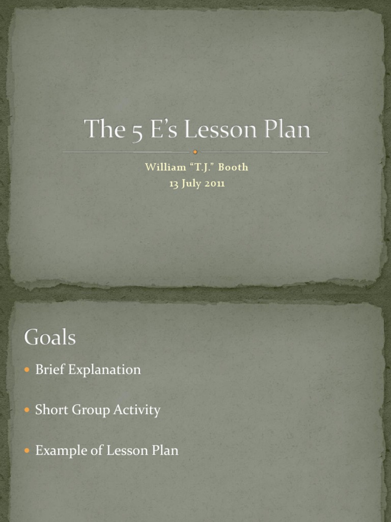 The 5 Es Lesson Plan | Experiment | Lesson Plan