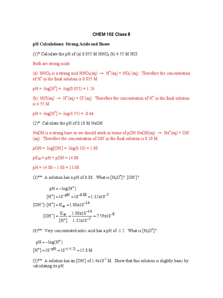 PH Calculations | PDF | Ph | Acid Dissociation Constant